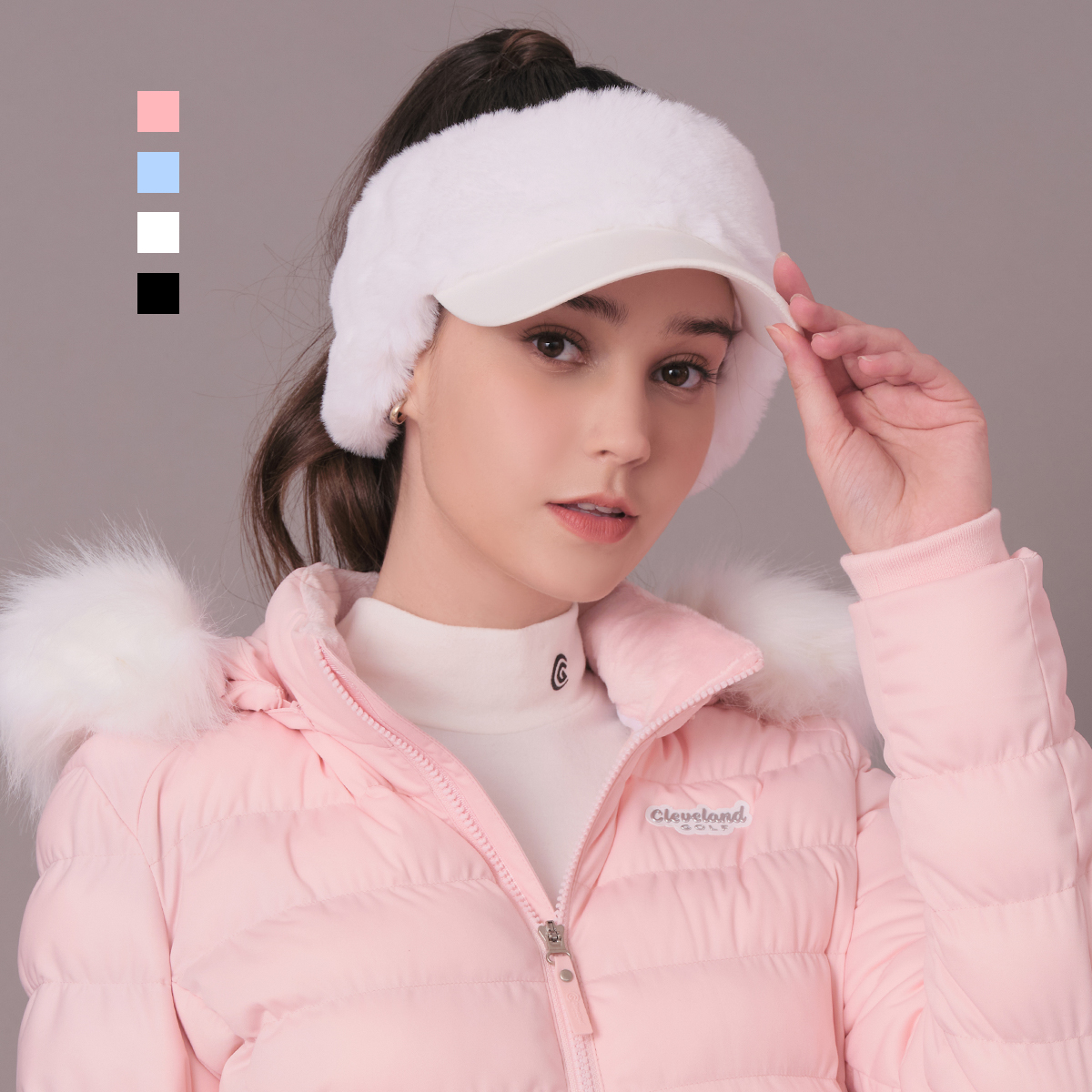 퀸잇 Fur 트리밍 큐티 귀달이 여성 골프 방한 썬캡골프모자cgkwcp233r1
