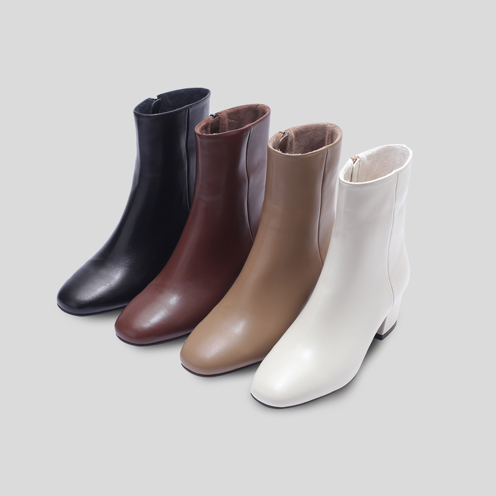 퀸잇 - T21A022 에비타 기모안감 스퀘어 앵클부츠 3/5CM [4COLOR]
