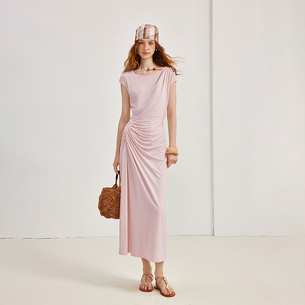 퀸잇 - 라운드 넥 슬림 핏 드레스_3컬러