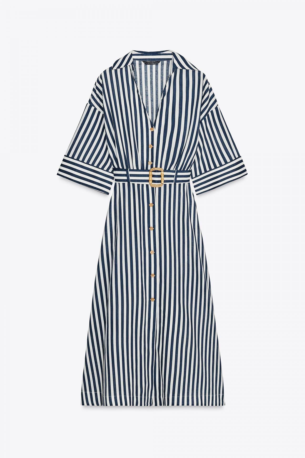 퀸잇 - 리넨 스트라이프 원피스 3657 667 BLUE/WHITE