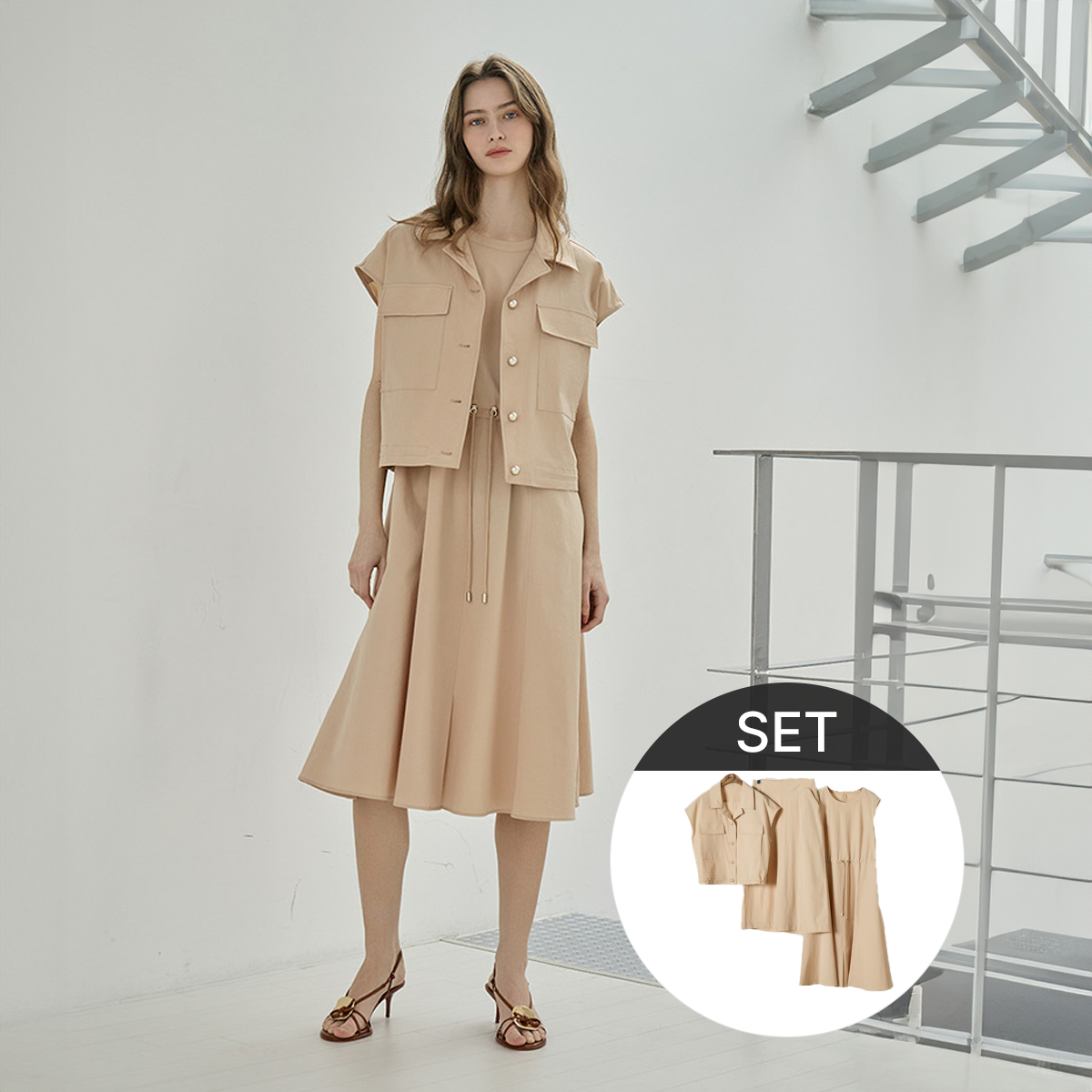 퀸잇 - 25SS 최신상 써머 페미닌 캐주얼 셋업 3종 GX252F0301SB