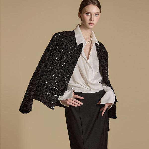 퀸잇 - J2617 스팽글 트위드 자켓