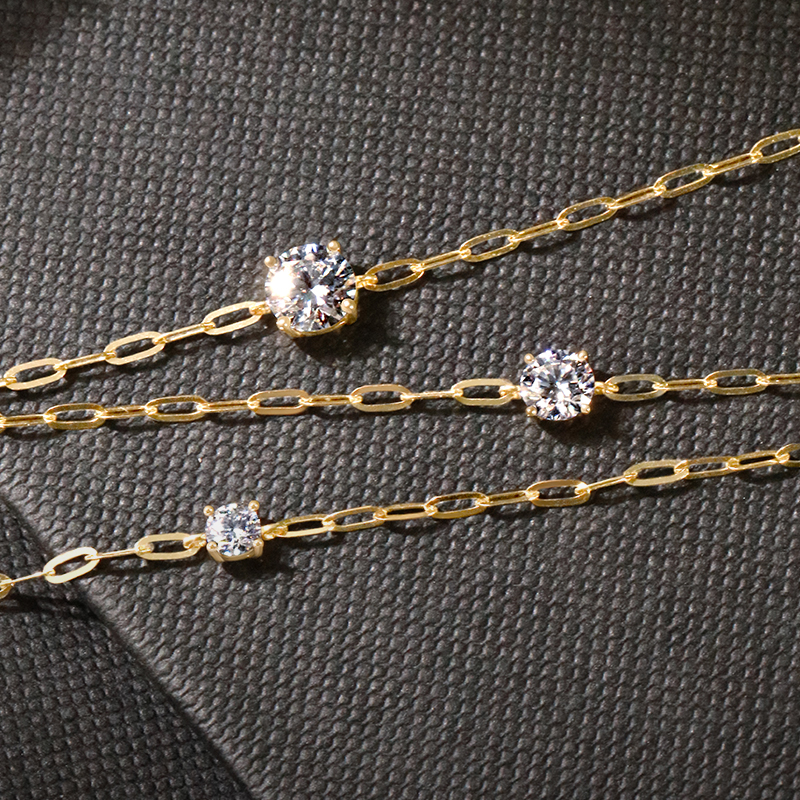 퀸잇 - 14k 브릴리언트 모이사나이트 다이아몬드 클립체인 팔찌 1부 3mm (GRA감정서 포함)