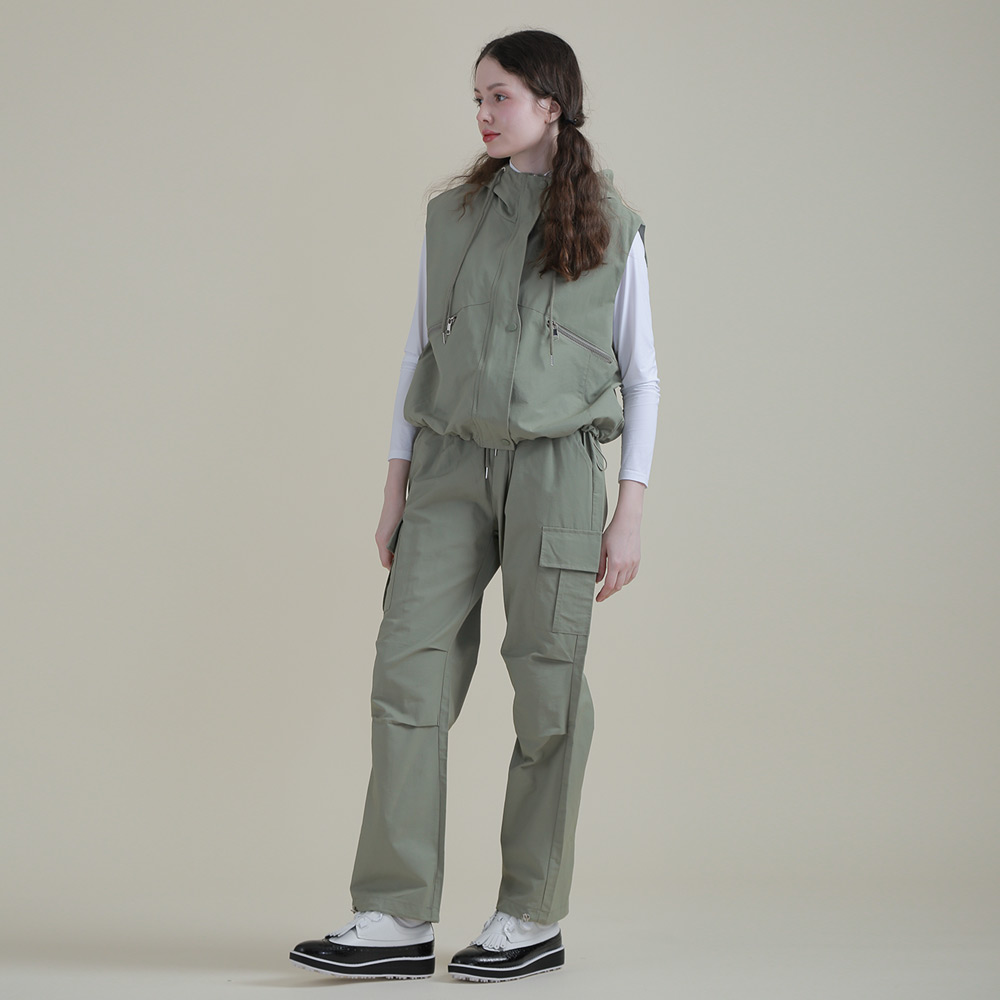 퀸잇 - [25FW] 바스락후드조끼 허리밴드바지 셋업