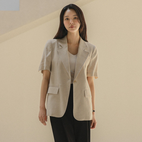 퀸잇 - (66~100)모브 린넨 반팔 자켓 MM369